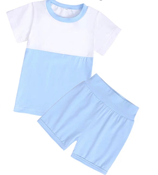 Short Set Colour Block Light Blue – miwholesaleblanks